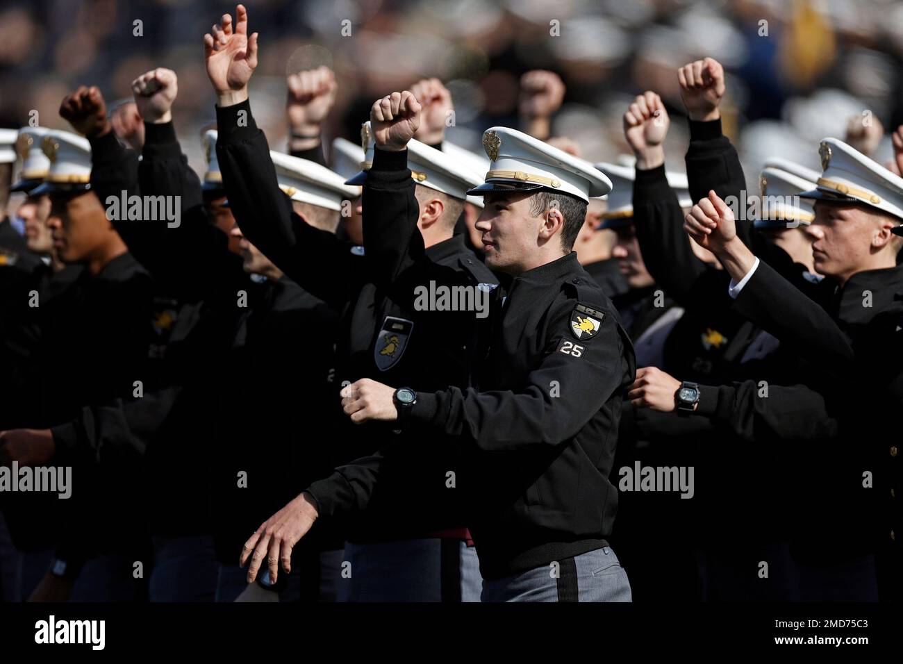 Army gesture before an NCAA college football game against Wake Forest ...