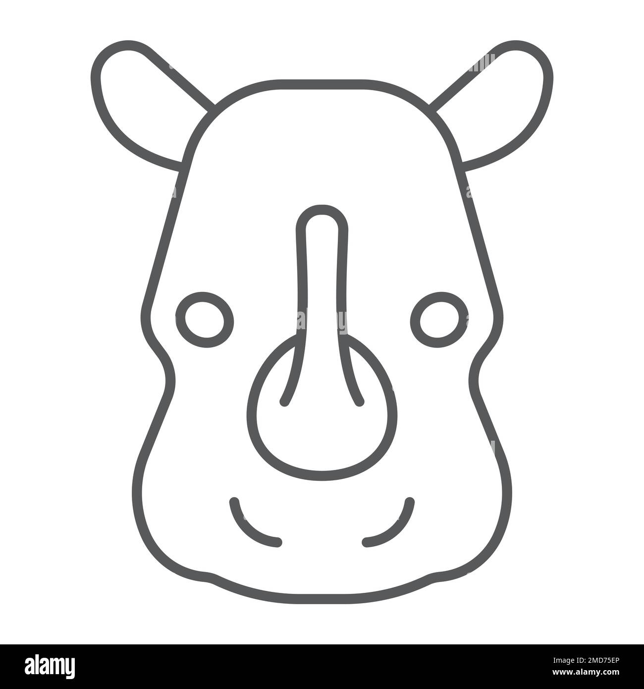 Rhinoceros thin line icon, animal and zoo, mammal sign vector graphics ...