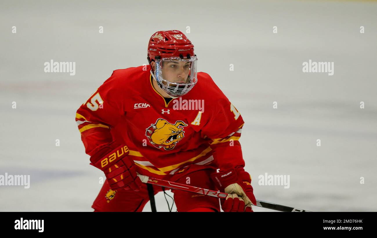Ferris State's Jake Transit during an NCAA hockey game on Friday, Oct ...