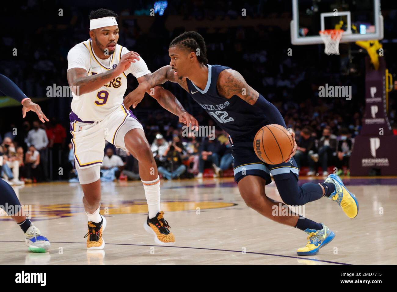 Memphis Grizzlies guard Ja Morant (12) drives against Los Angeles ...