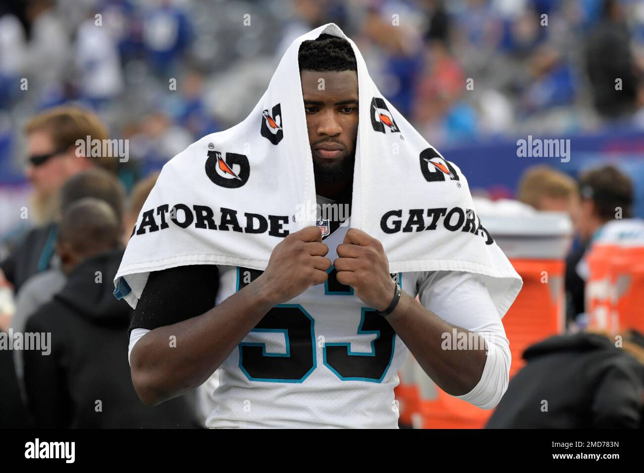 Carolina Panthers defensive end Brian Burns (53) reacts during the ...