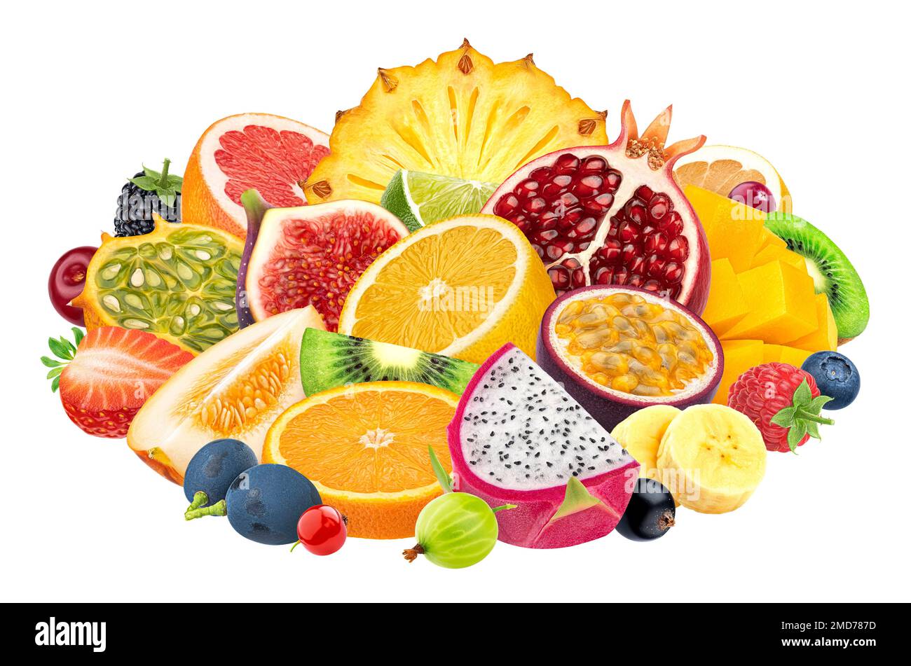 Fruits collection isolated on white background Stock Photo - Alamy