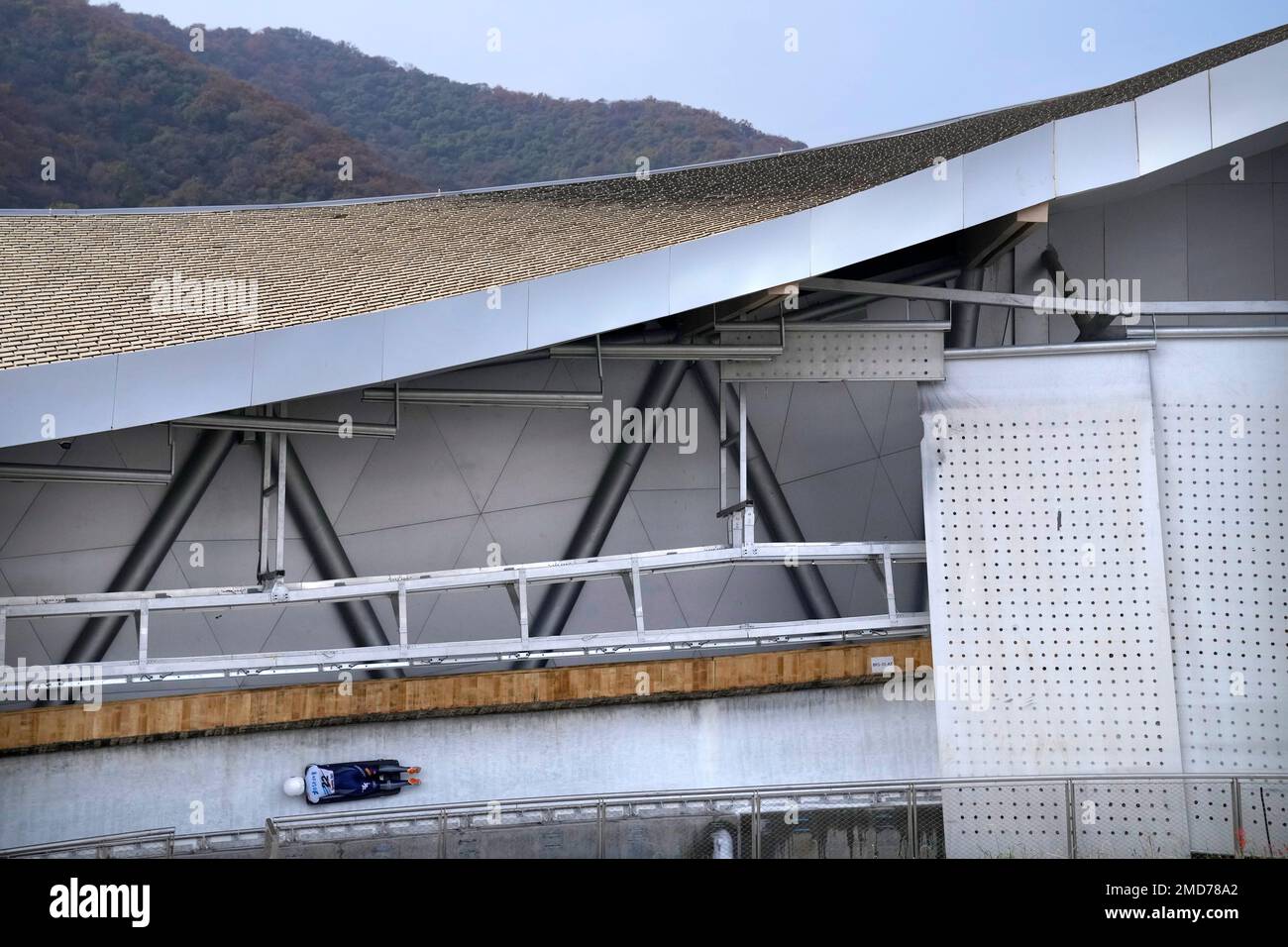 Alessia Crippa of Italy competes during the women's skeleton in an IBSF ...