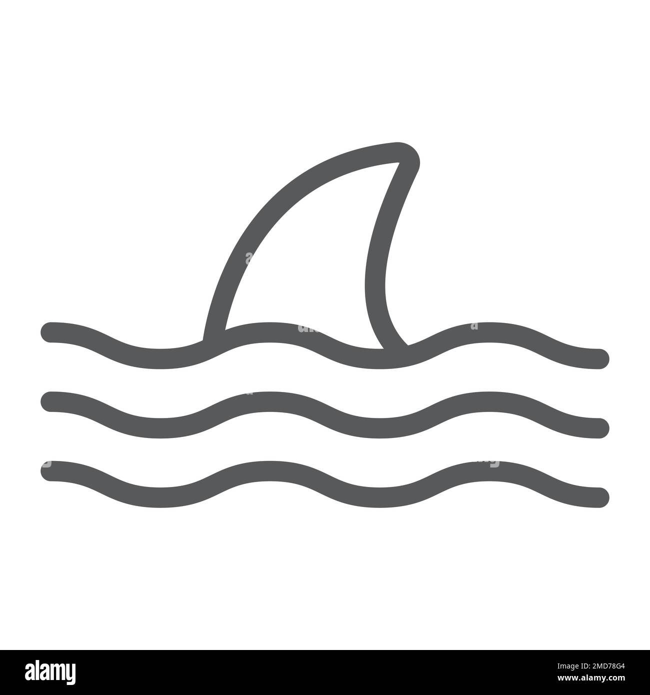 Shark line icon, animal and underwater, aquatic sign vector graphics, a ...