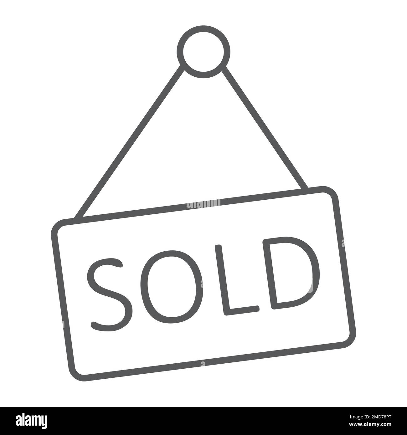 Sold thin line icon, real estate and home, sale sign vector graphics, a ...