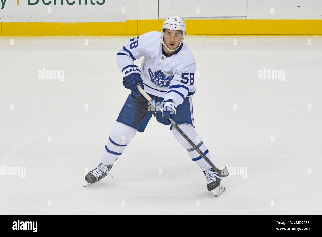 Toronto Maple Leafs' Michael Bunting (58) skates during the first ...