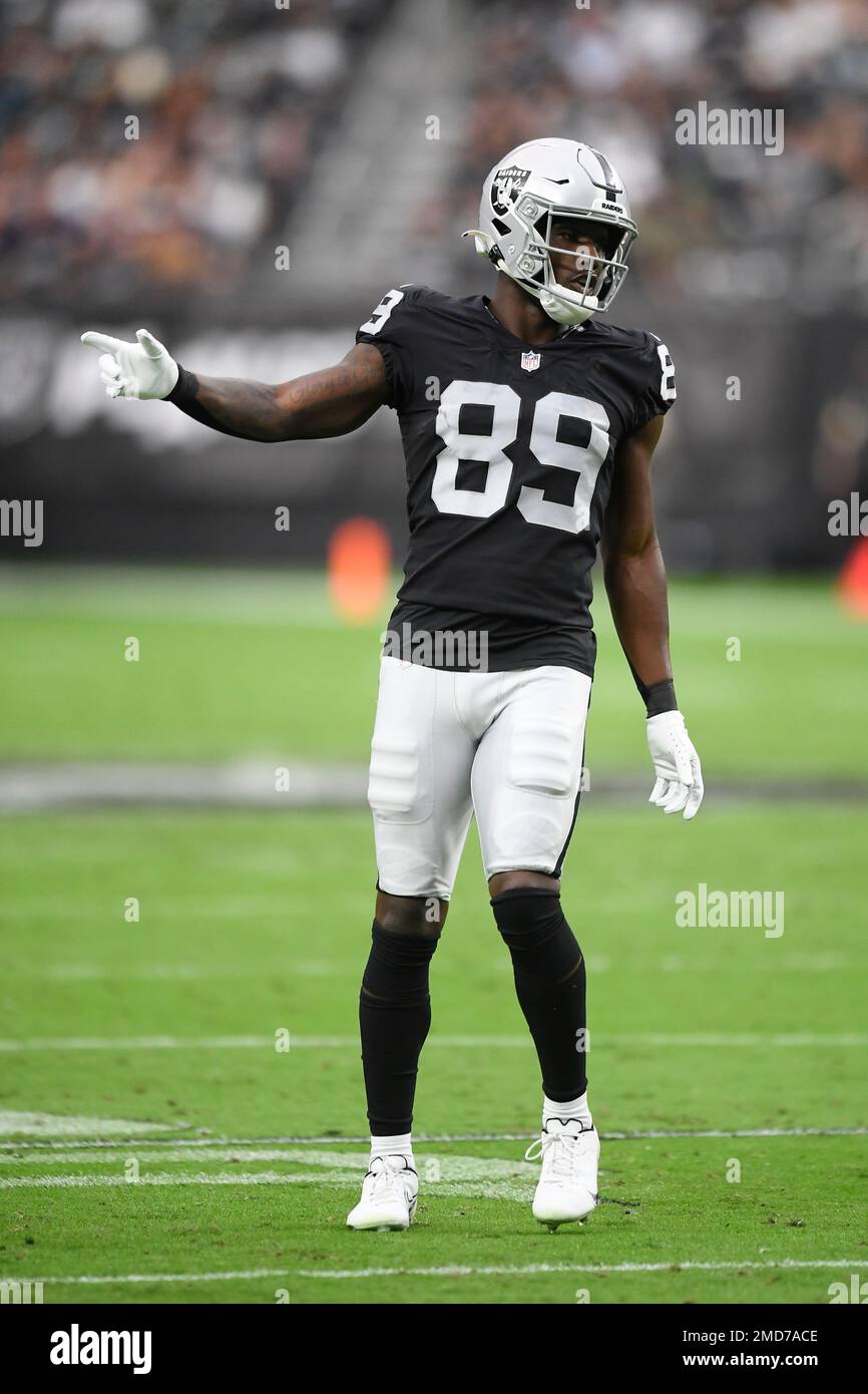 Las Vegas Raiders wide receiver Bryan Edwards (89) plays during an NFL ...