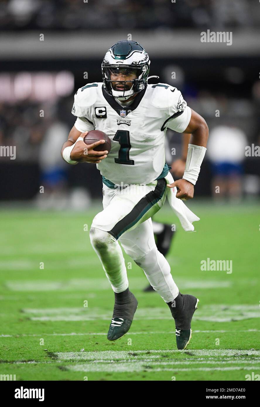 Philadelphia Eagles quarterback Jalen Hurts (1) plays during an NFL ...