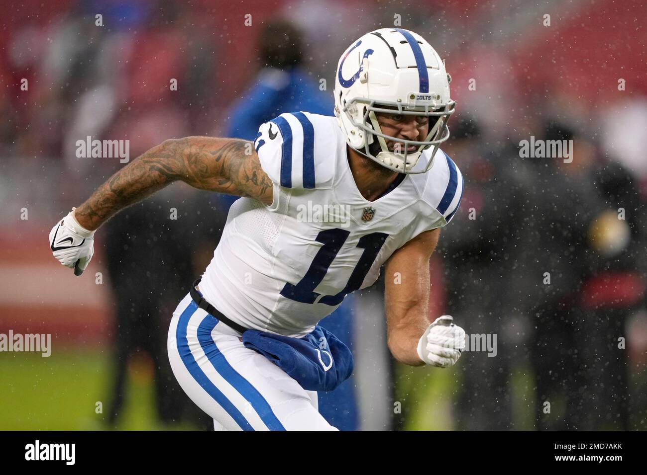 Indianapolis Colts wide receiver Michael Pittman Jr. (11) warms up ...