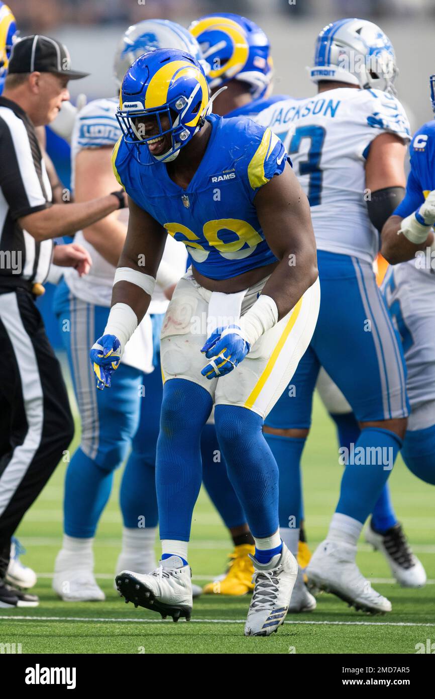 Los Angeles Rams defensive tackle Sebastian Joseph-Day (69) reacts ...