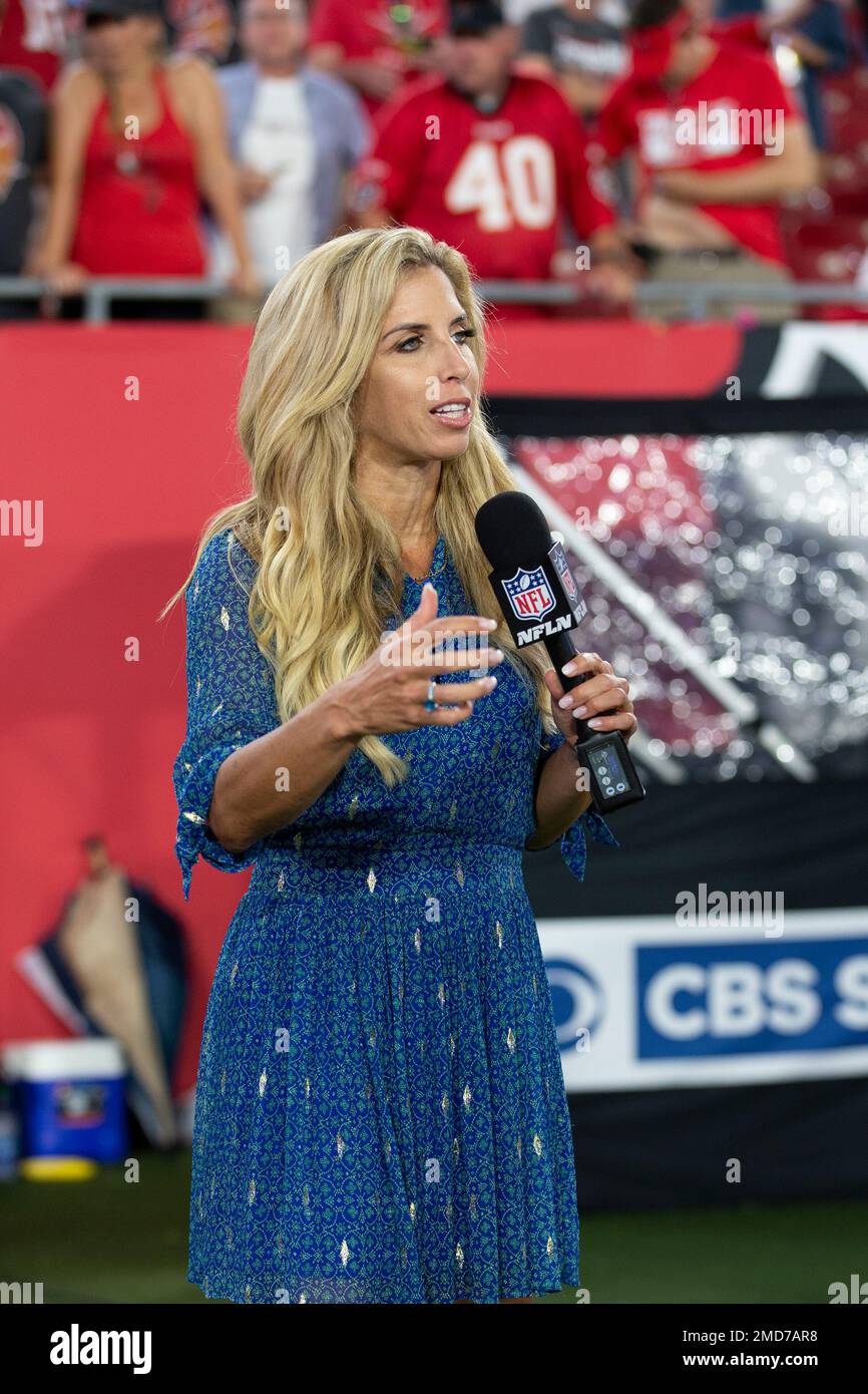 NFL Network reporter Sara Walsh interviews Tampa Bay Buccaneers outside ...