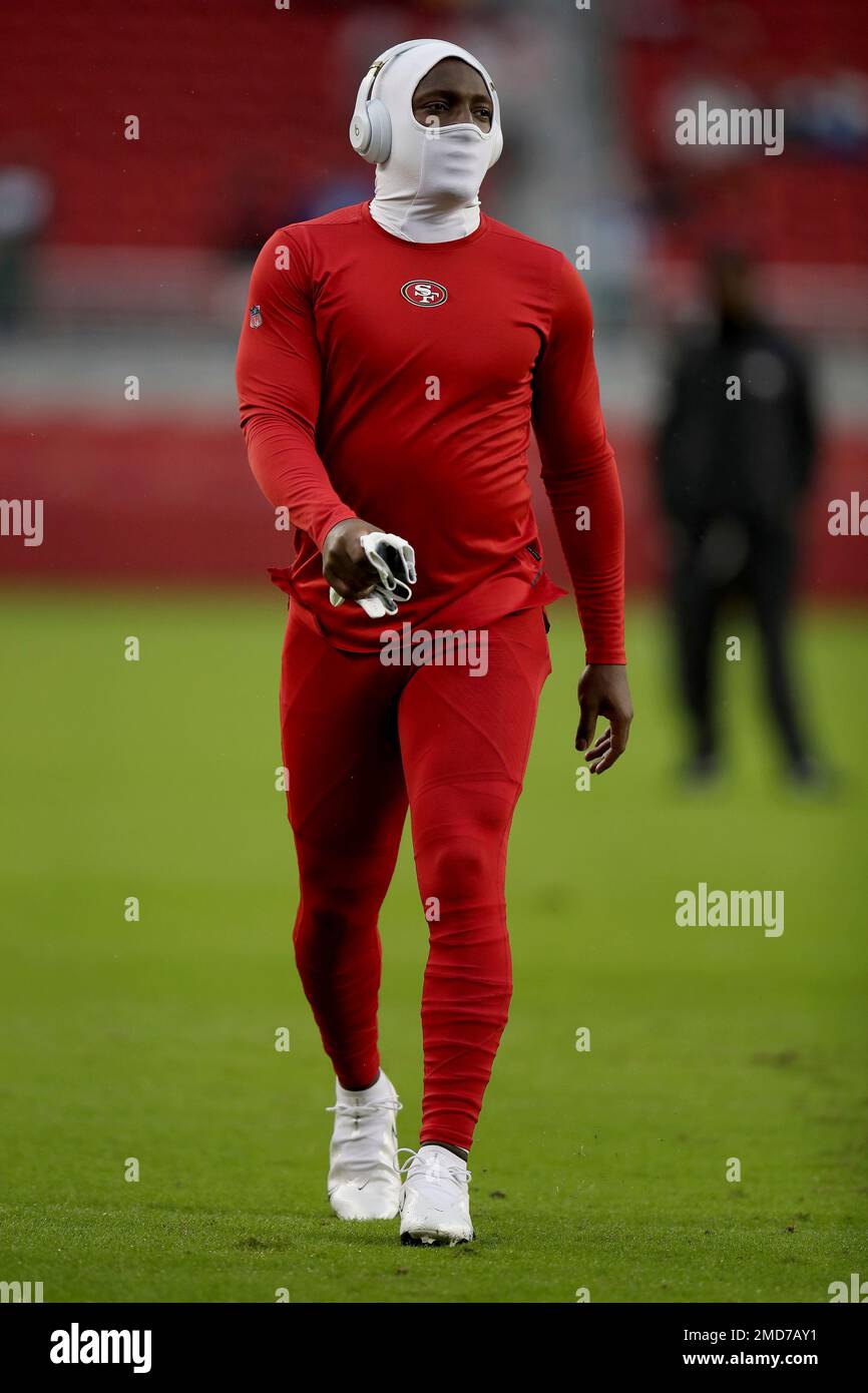 San Francisco 49ers wide receiver Deebo Samuel (19) warms up during an ...