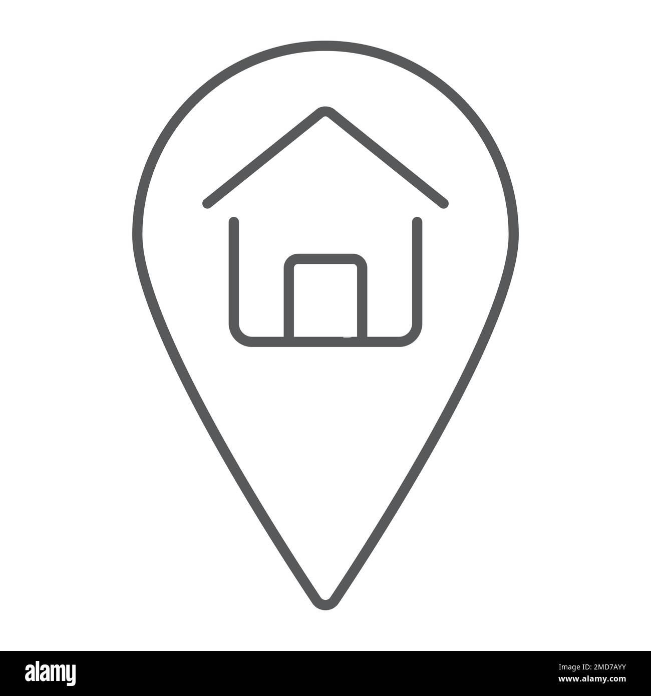 Home location thin line icon, real estate and home, pin pointer sign ...
