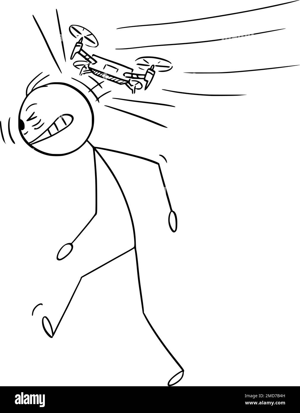 Person Hit by Drone, Vector Cartoon Stick Figure Illustration Stock ...