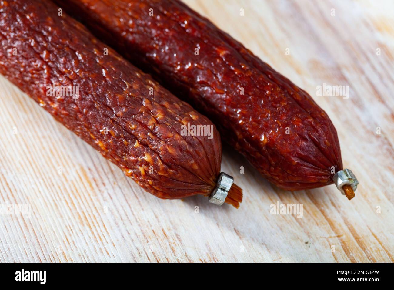 Russian smoked sausage Stock Photo - Alamy