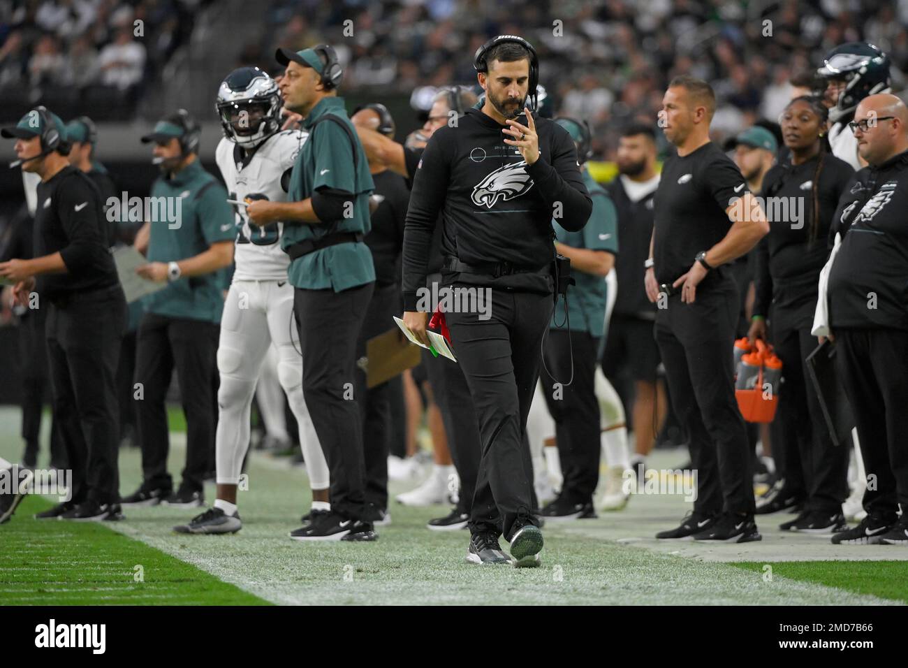Philadelphia Eagles head coach Nick Sirianni walks on the sidelines ...