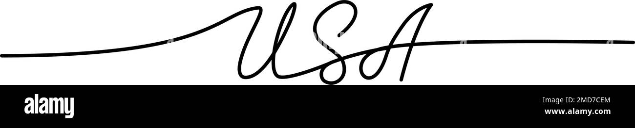 USA - word with continuous one line. Minimalist drawing of phrase ...