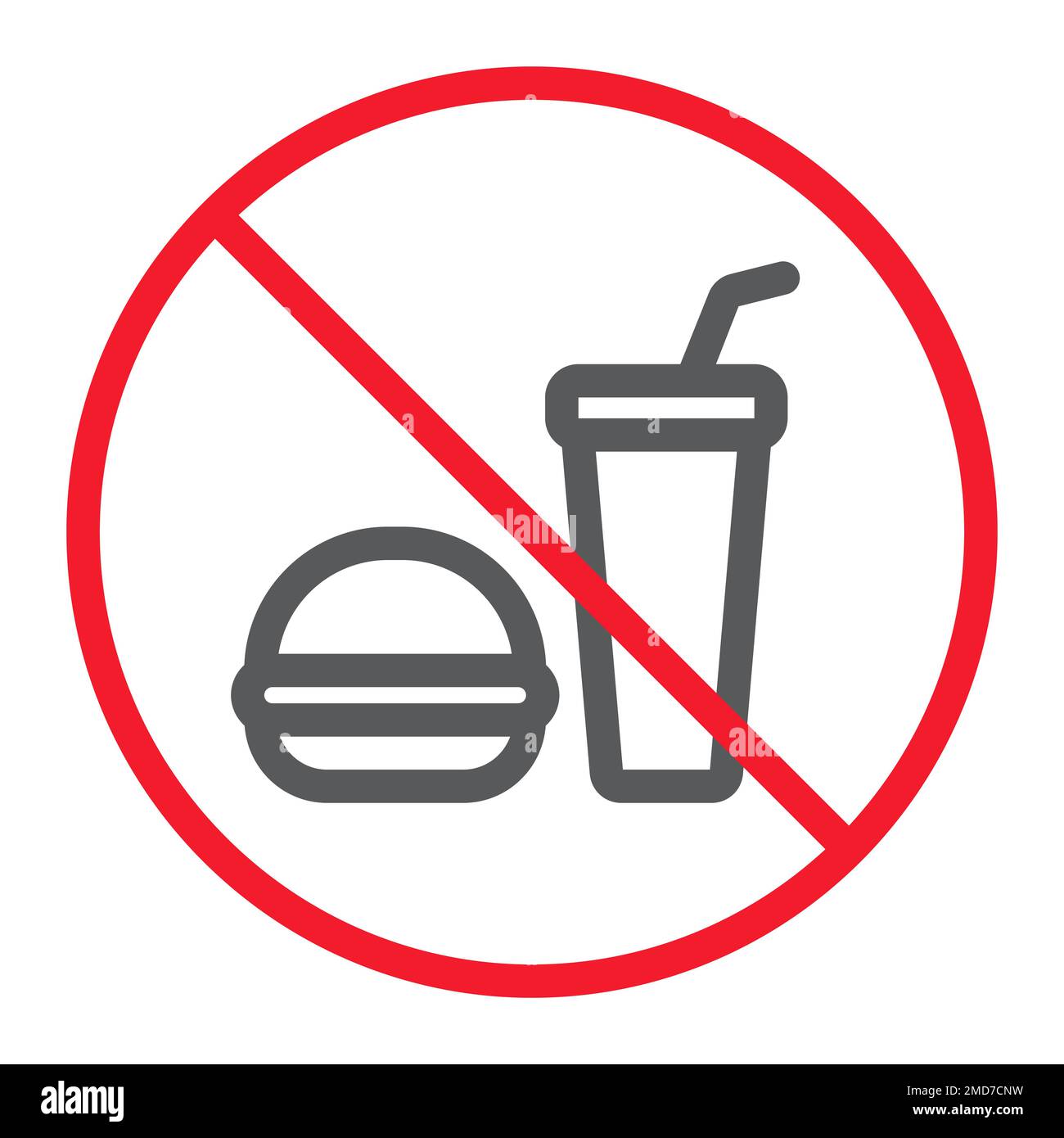 No food line icon, prohibition and forbidden, no drink sign vector graphics, a linear pattern on ...