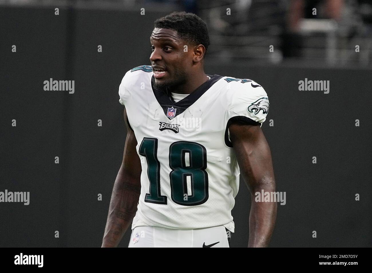 Philadelphia Eagles wide receiver Jalen Reagor (18) before an NFL ...
