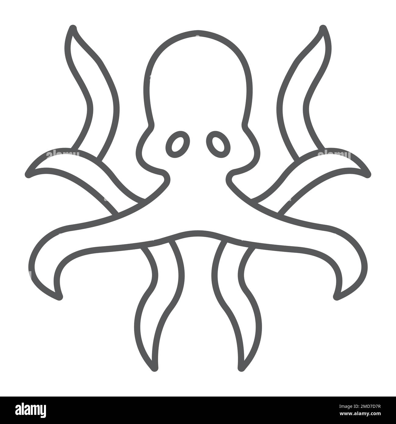 Octopus thin line icon, animal and underwater, aquatic sign vector ...