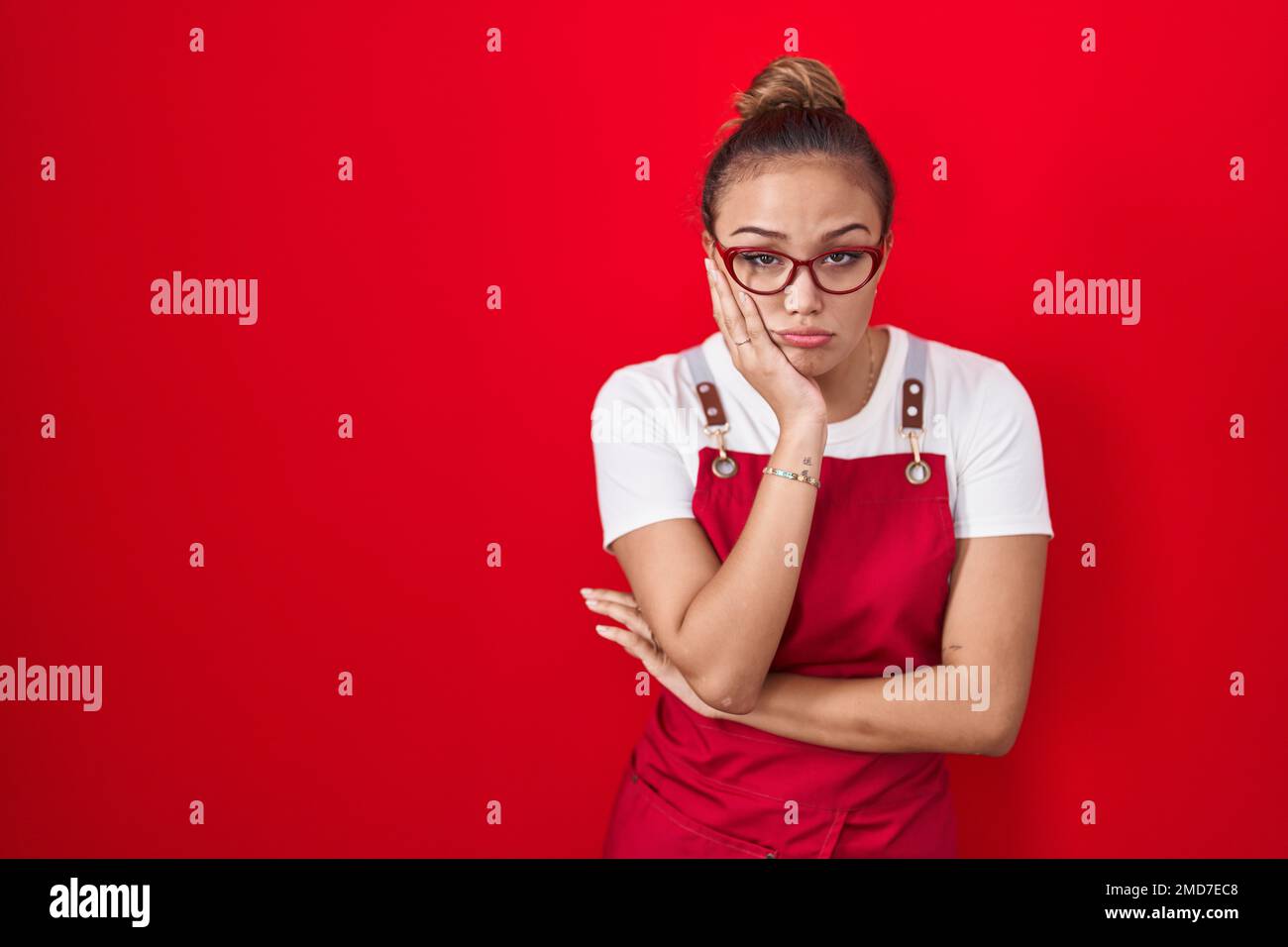 Waitress thinking stress woman hi-res stock photography and images - Alamy