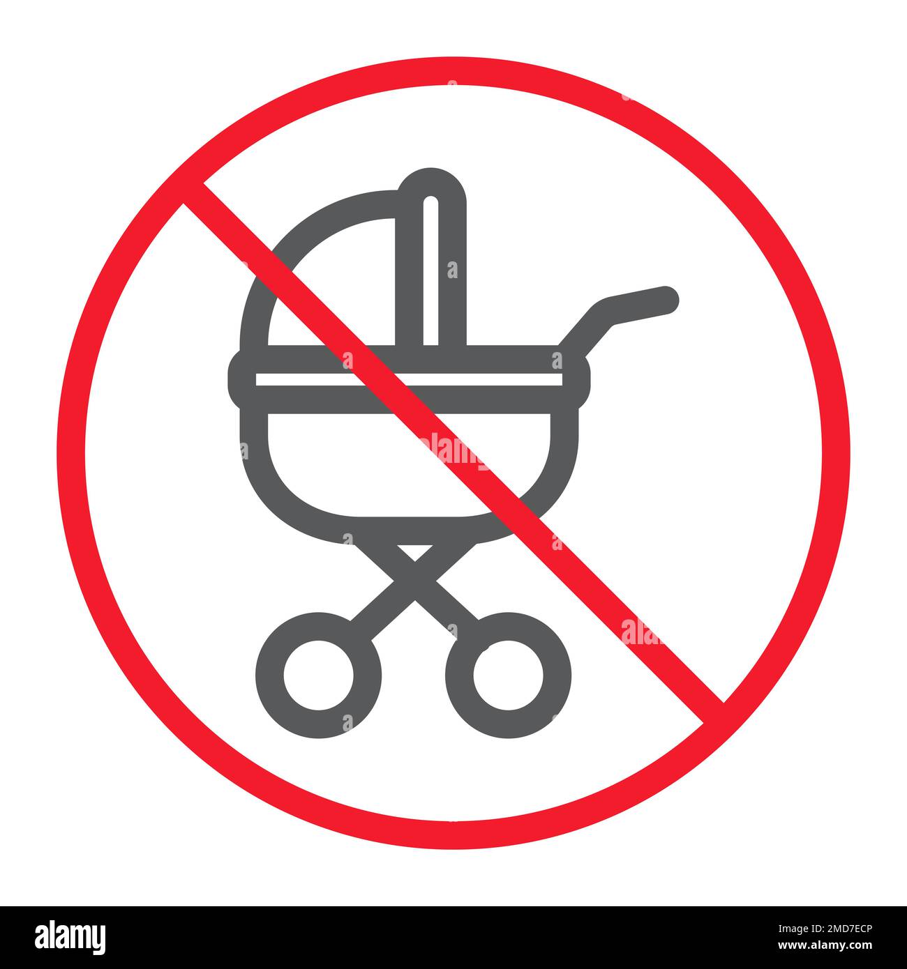 No Baby Carriage line icon, prohibition and forbidden, no stroller sign ...