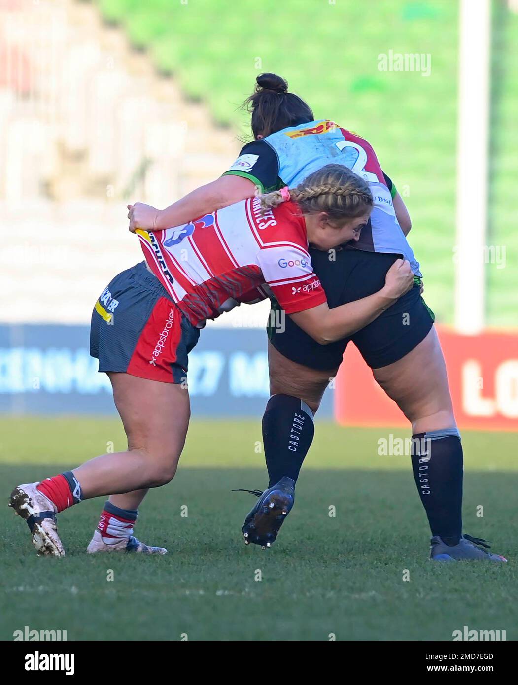 Twickenham Stoop, ENGLAND : NEVE JONES of Gloucester and Amy Cokayne of ...