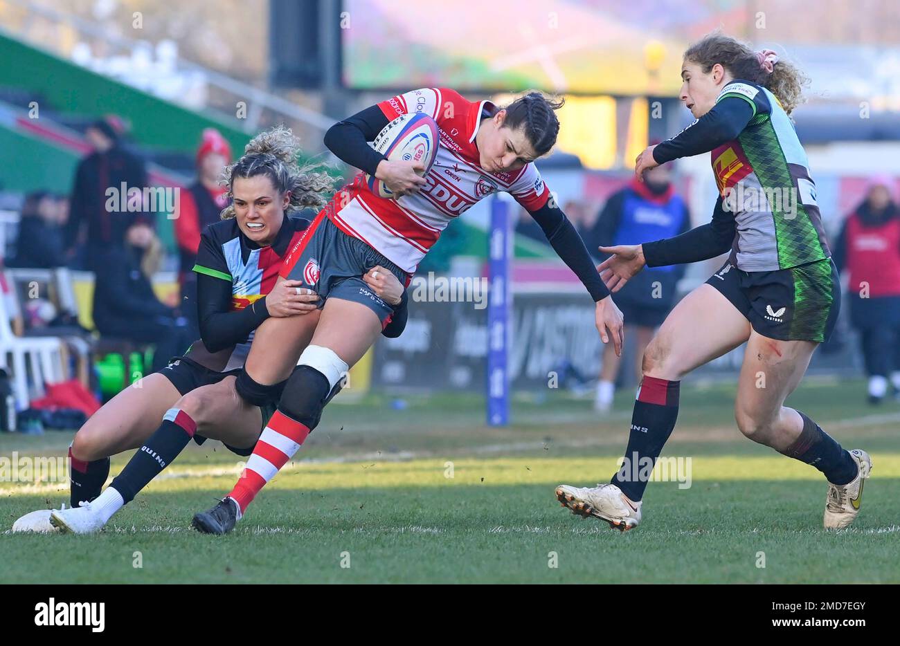 Twickenham Stoop, ENGLAND : Ellie Kildunne of Harlequins takes down ...