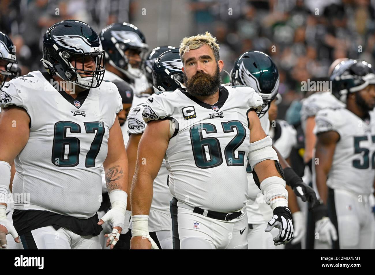 Philadelphia Eagles center Jason Kelce (62) warms up before an NFL ...