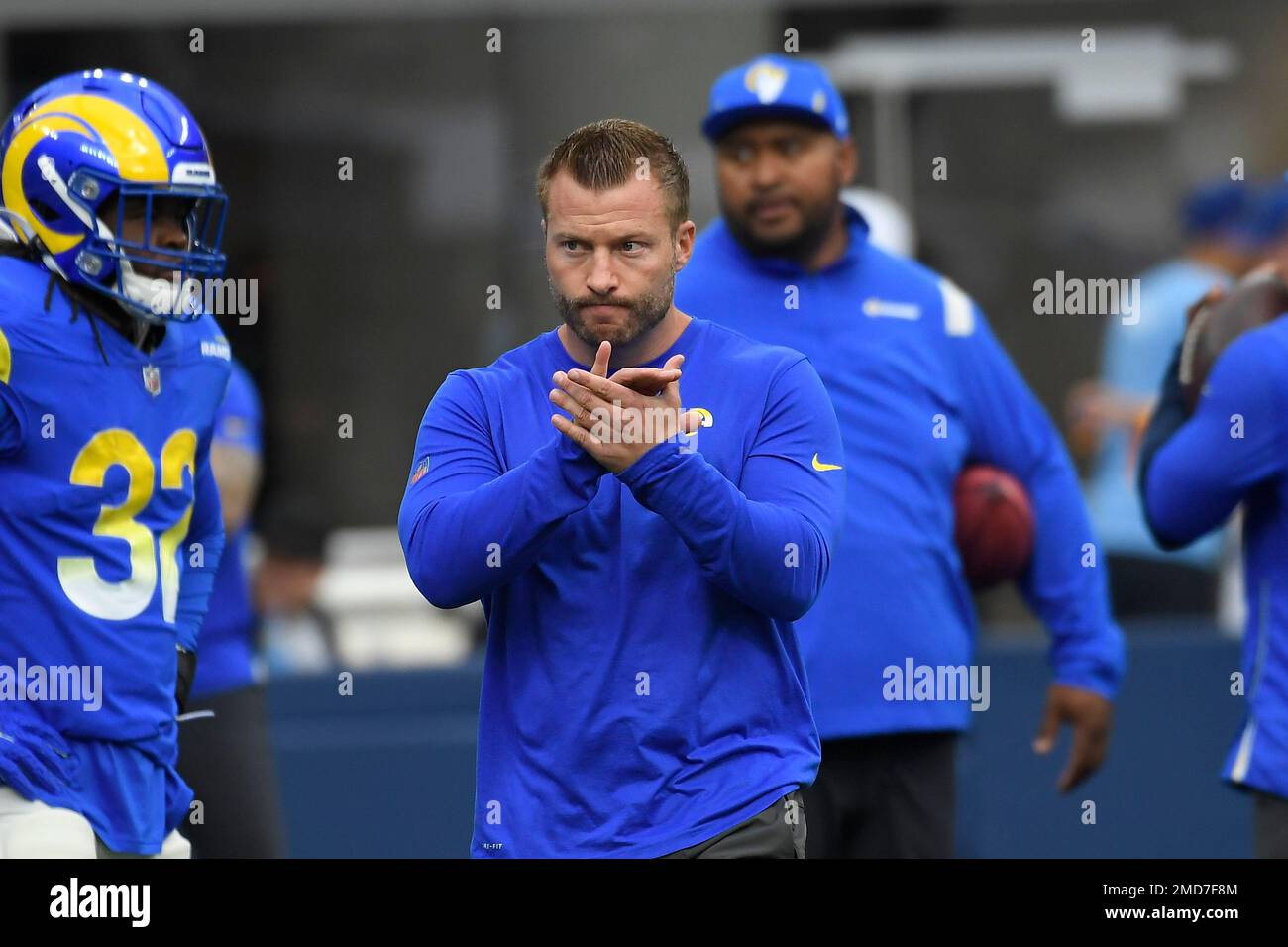 Los Angeles Rams head coach Sean McVay before an NFL football game ...