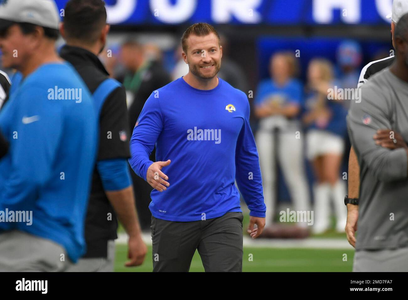 Los Angeles Rams head coach Sean McVay before an NFL football game ...