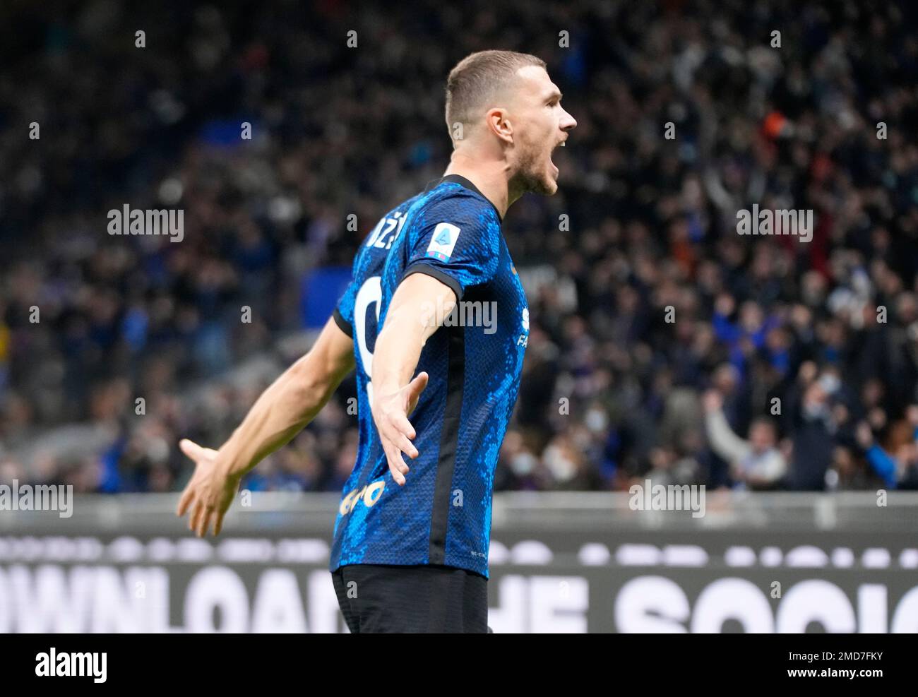 Inter Milan's Edin Dzeko celebrates after scoring his side's opening ...