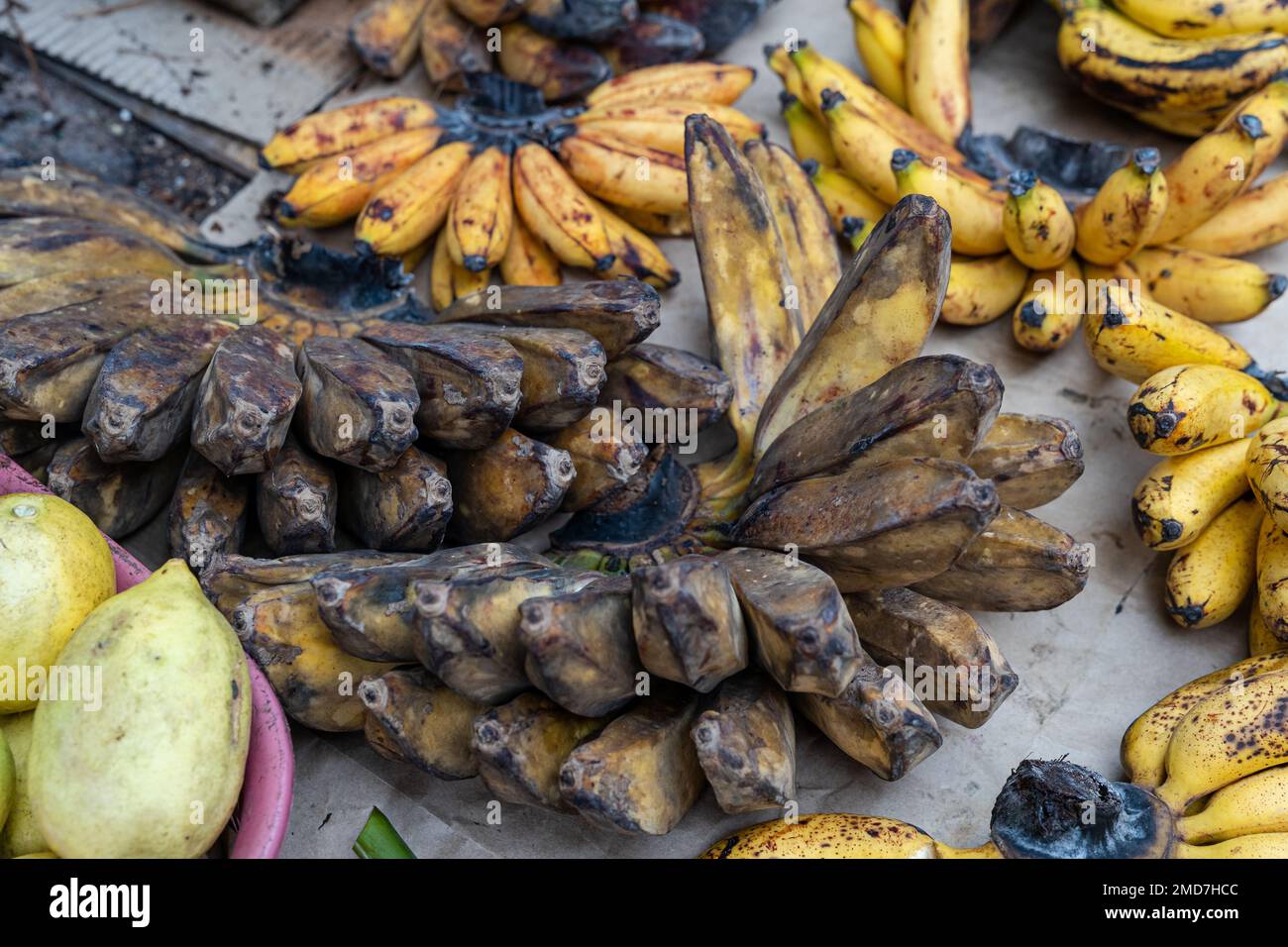 fresh ripe plantain sold on the market in Bali, horizontal Stock Photo ...