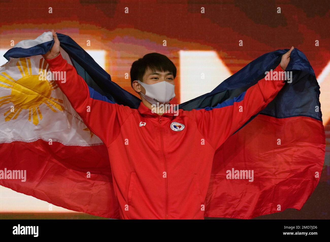 Carlos Edriel Yulo, of the Philippines, poses during the victory ...