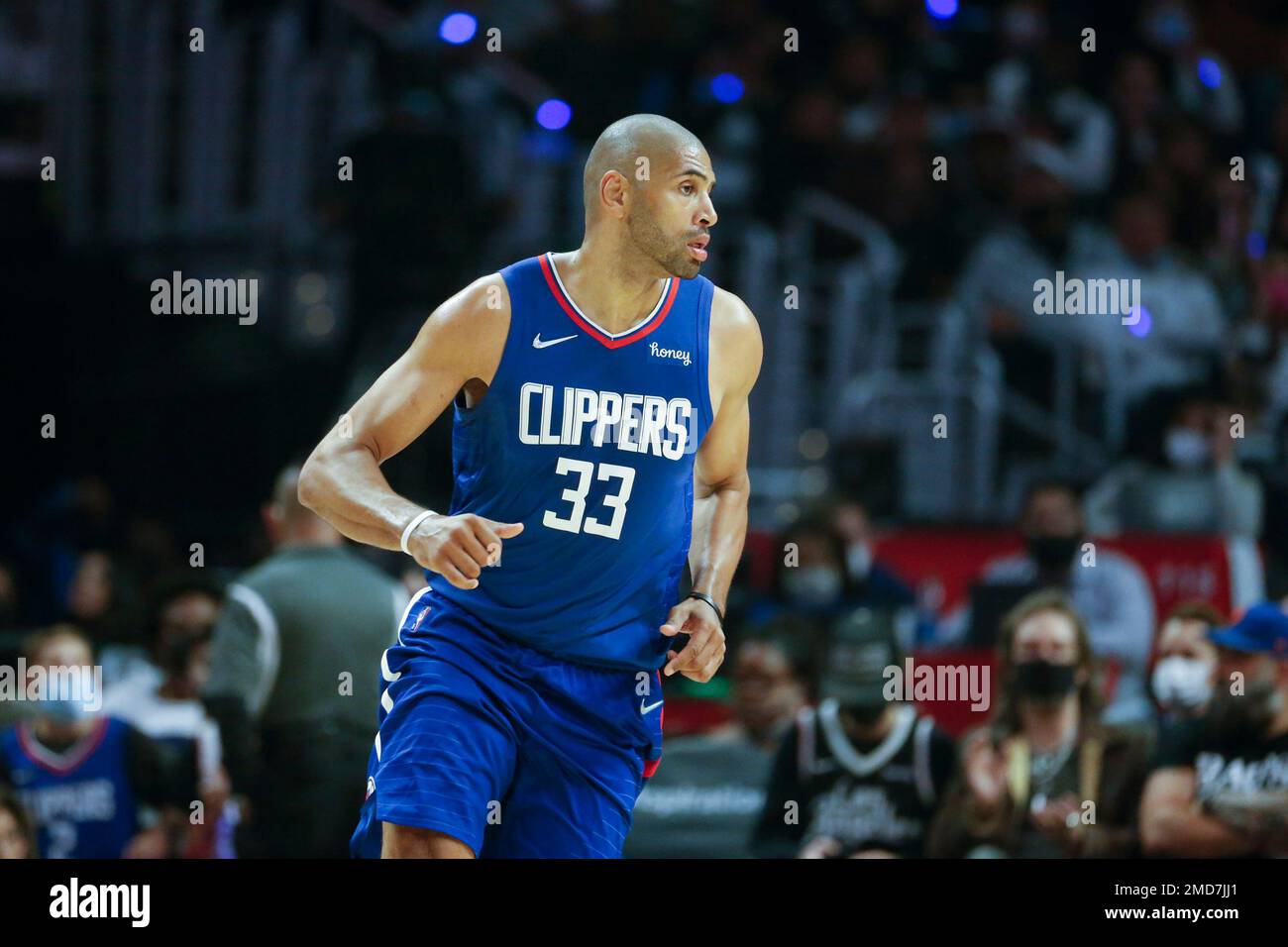 Los Angeles Clippers Guard Nicolas Batum 33 Reacts After Dunking Against The Memphis Grizzlies