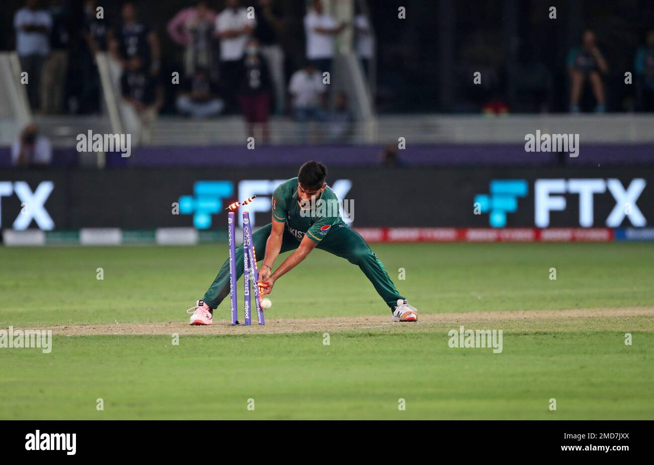 Pakistan's Haris Rauf makes an attempt to dismiss India's Mohammed ...