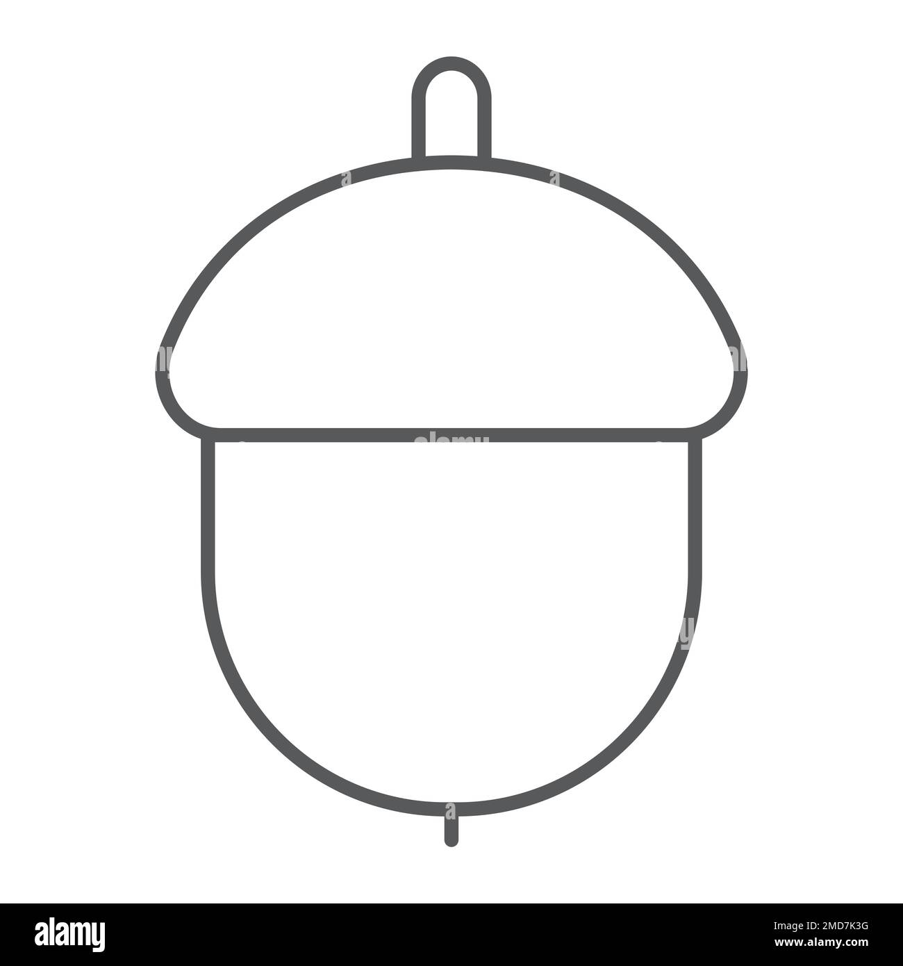Acorn thin line icon, fruit and vitamin, nut sign, vector graphics, a ...