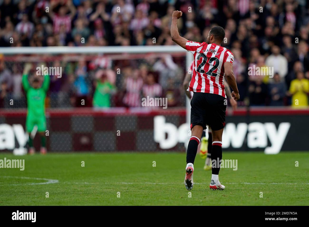 Brentford's Mathias Jorgensen celebrates after scoring a goal during ...