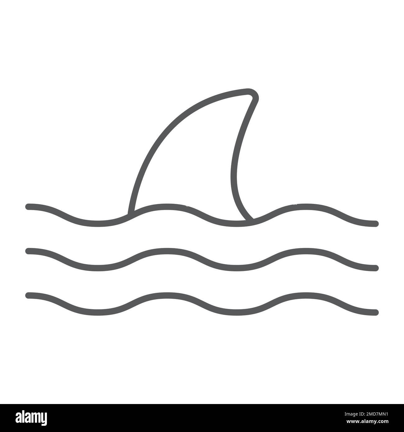 Shark thn line icon, animal and underwater, aquatic sign vector ...