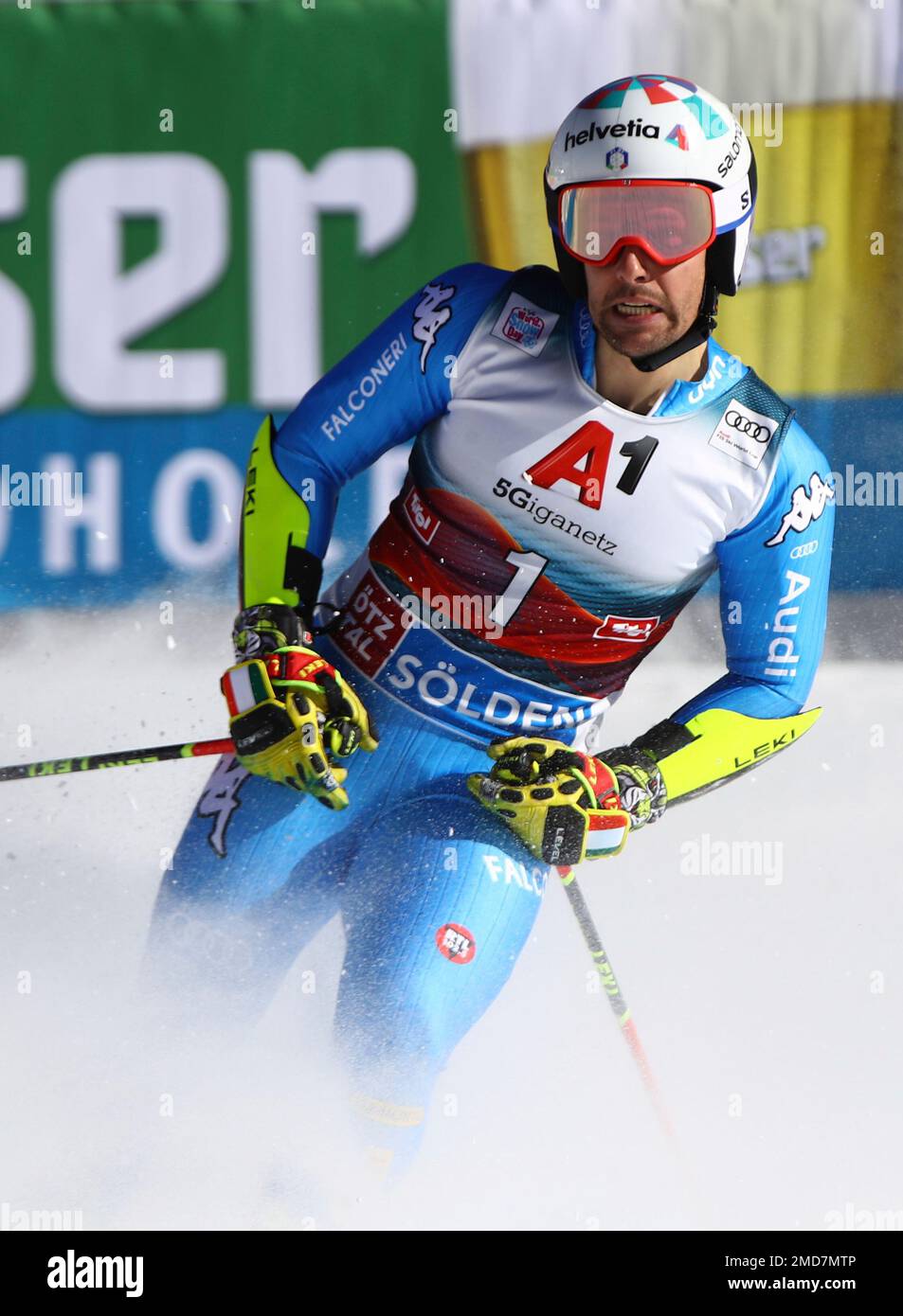 Italy's Luca De Aliprandini arrives at the finish line during an alpine ...