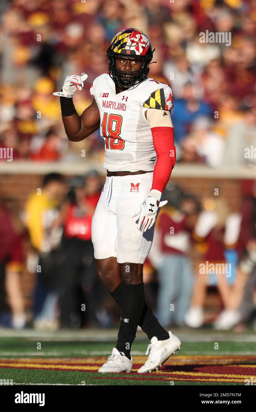 Maryland defensive back Jordan Mosley (18) walks on the field during ...