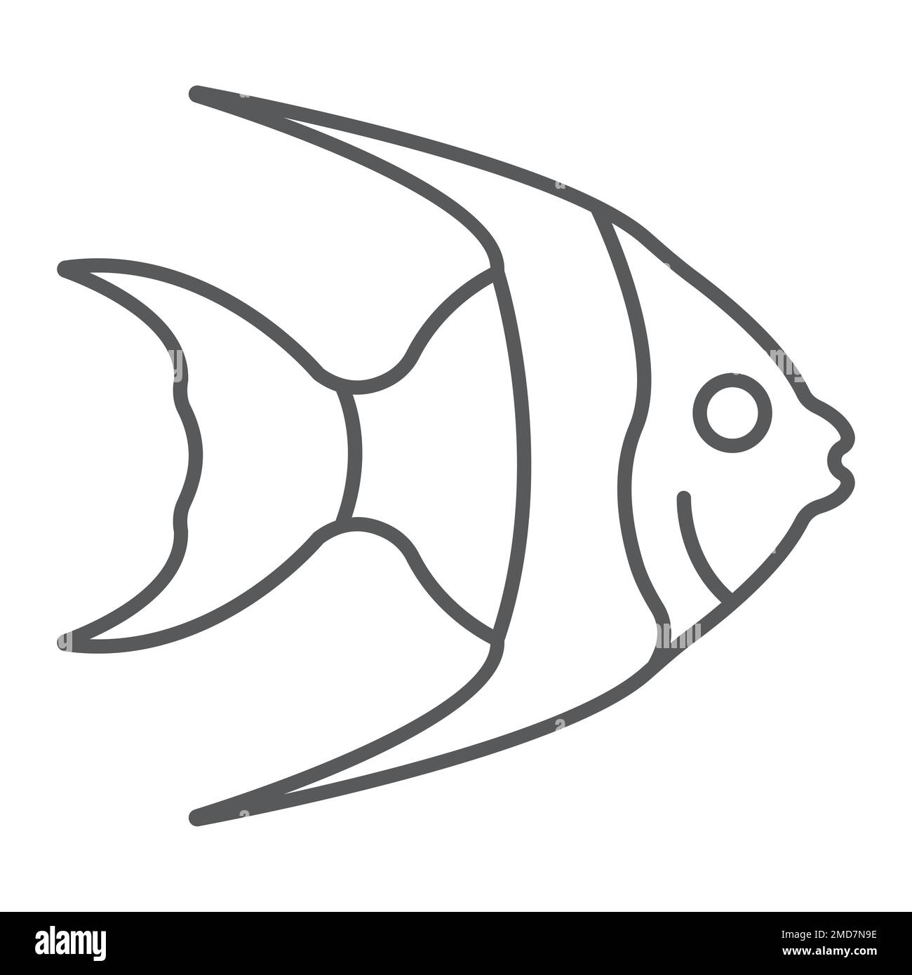 Tropical fish thin line icon, animal and underwater, aquatic sign ...