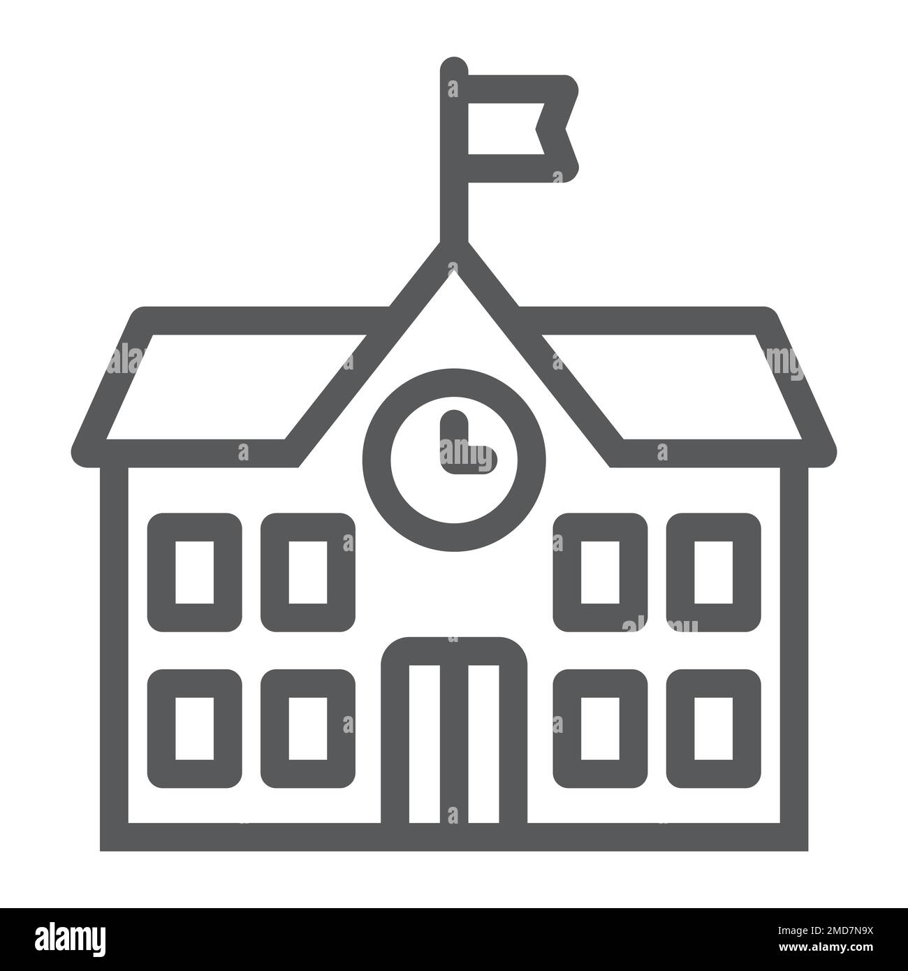 School building line icon, school and education, architecture sign ...