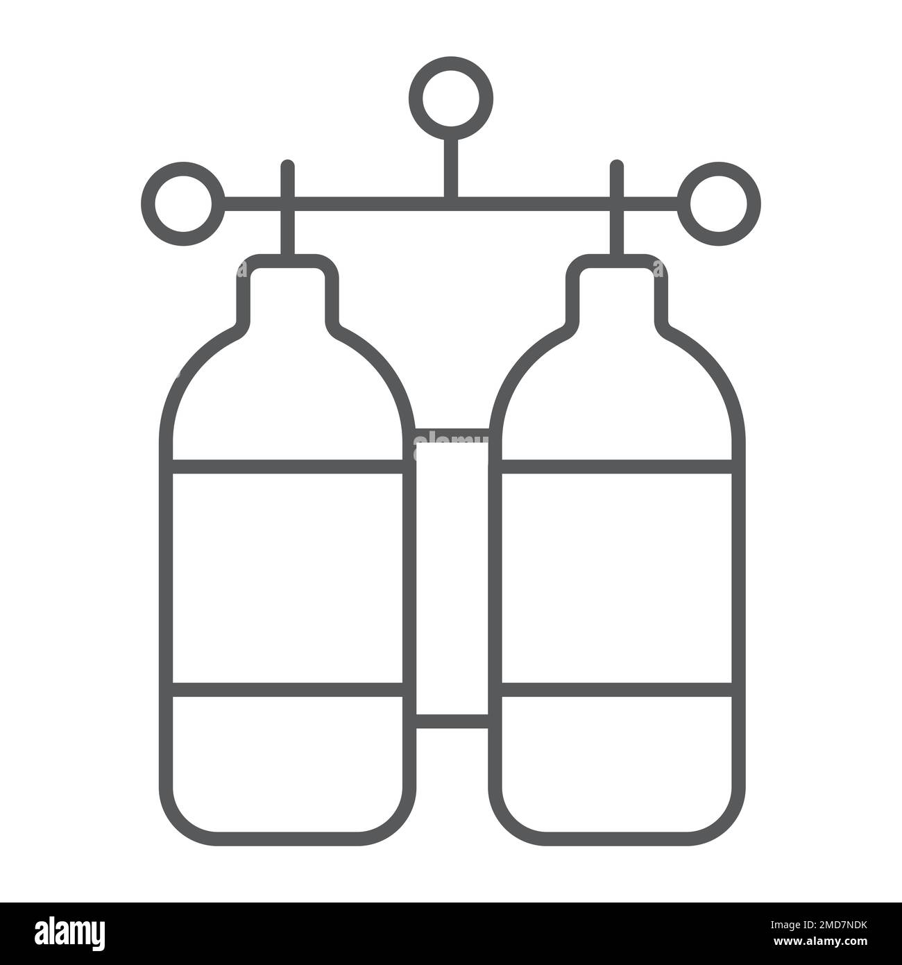 Oxygen tank thin line icon, diving and underwater, dive tank sign ...