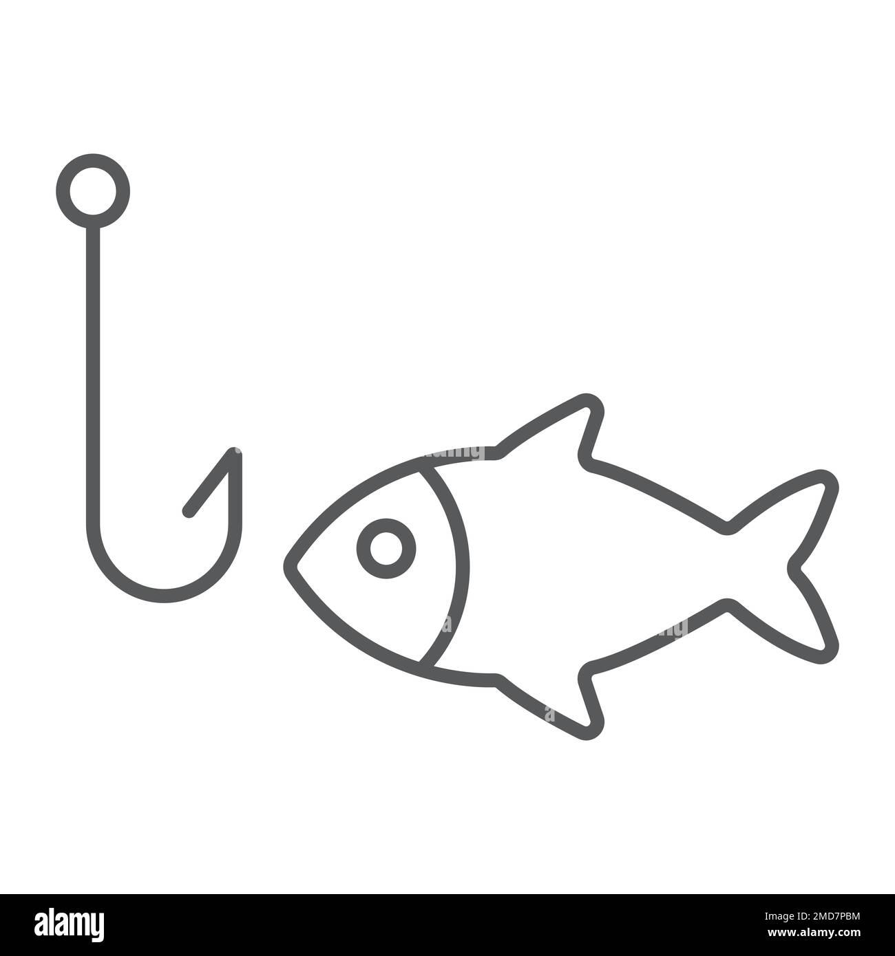Fishing thin line icon, animal and underwater, hook sign vector ...