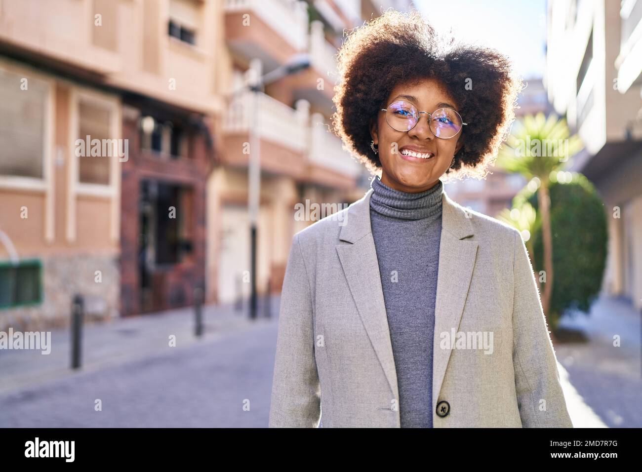 African american woman executive smiling confident standing at street ...