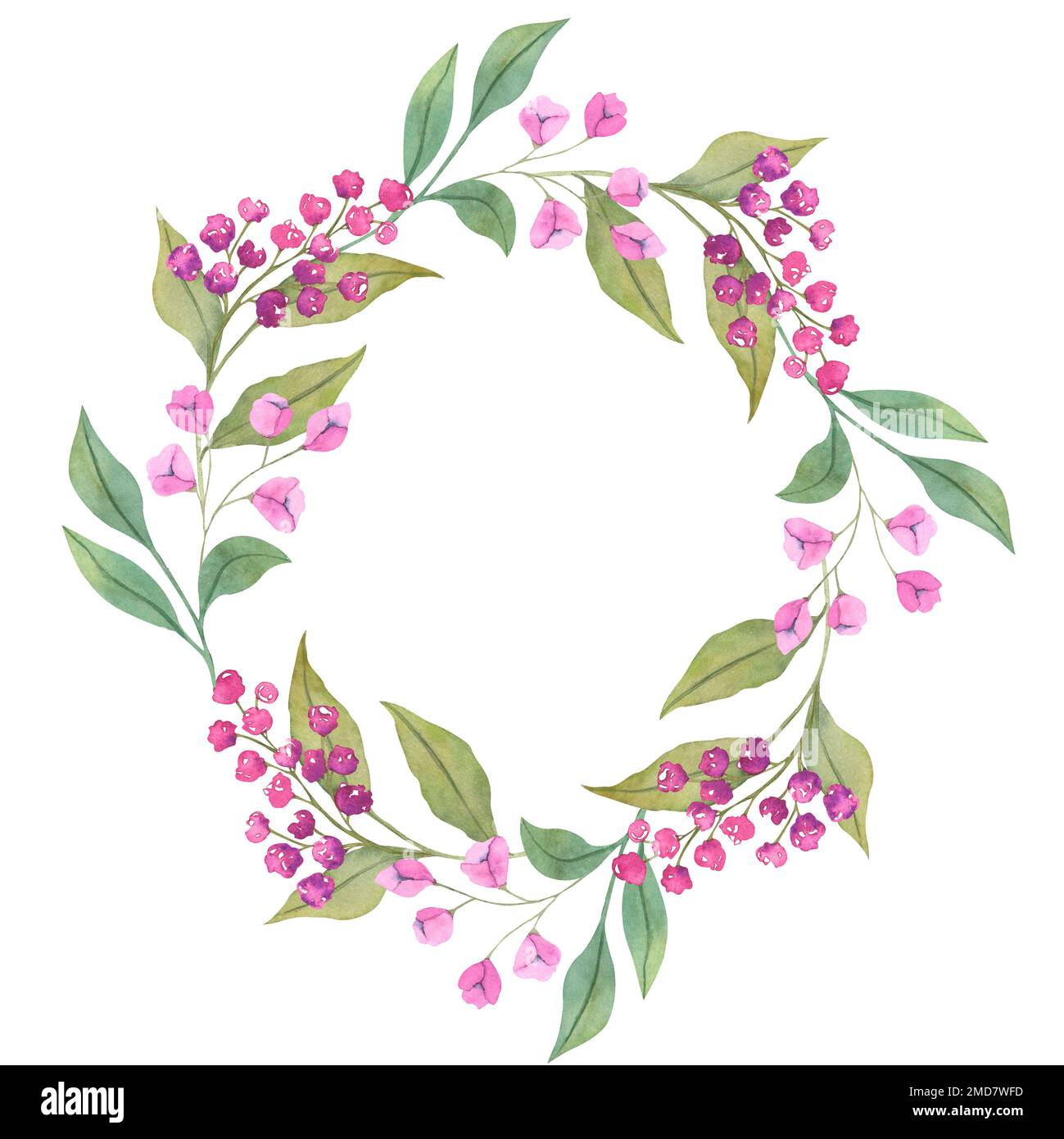 Watercolor floral wreath isolated on white background. Natural hand ...