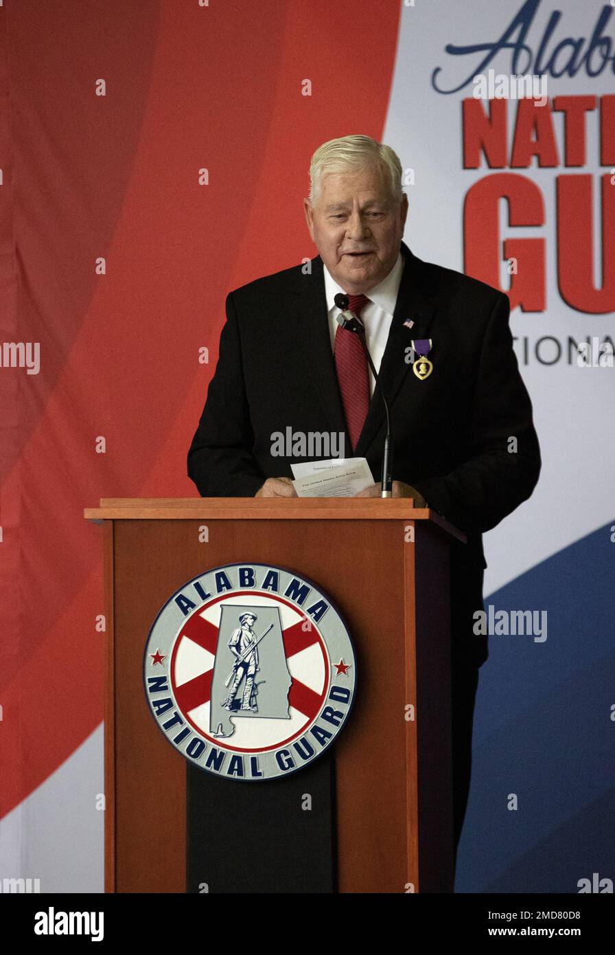 Retired Lt. Col. David Hartline speaks at his Purple Heart award ...