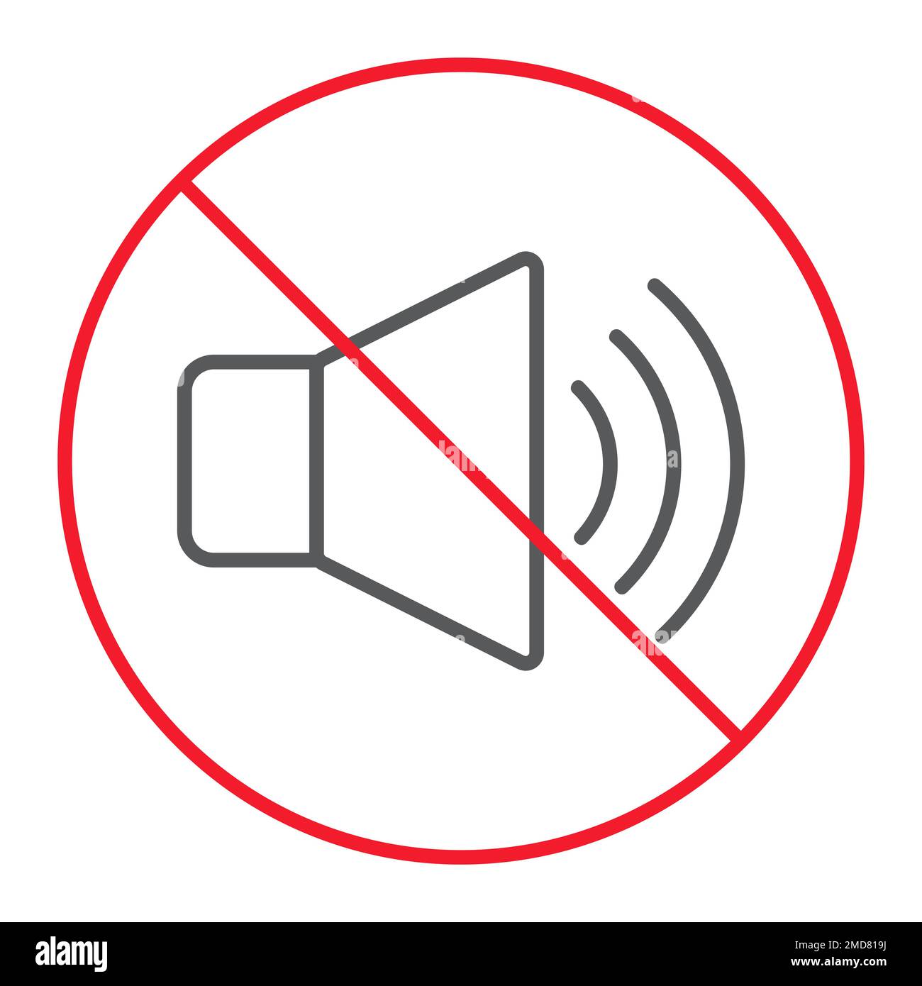 No sound thin line icon, prohibition and forbidden, no noise sign ...