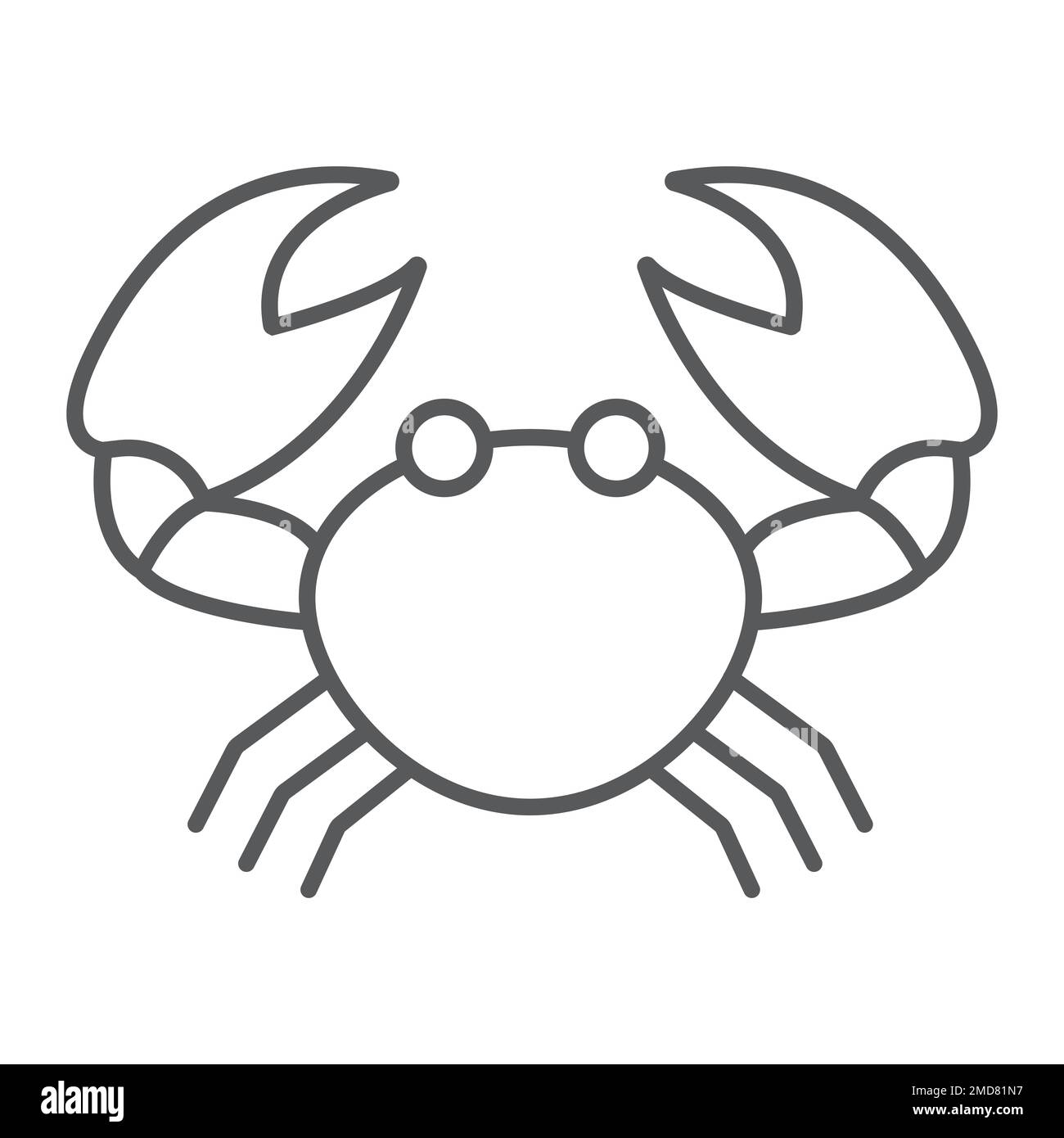 Crab thin line icon, animal and underwater, aquatic sign vector ...